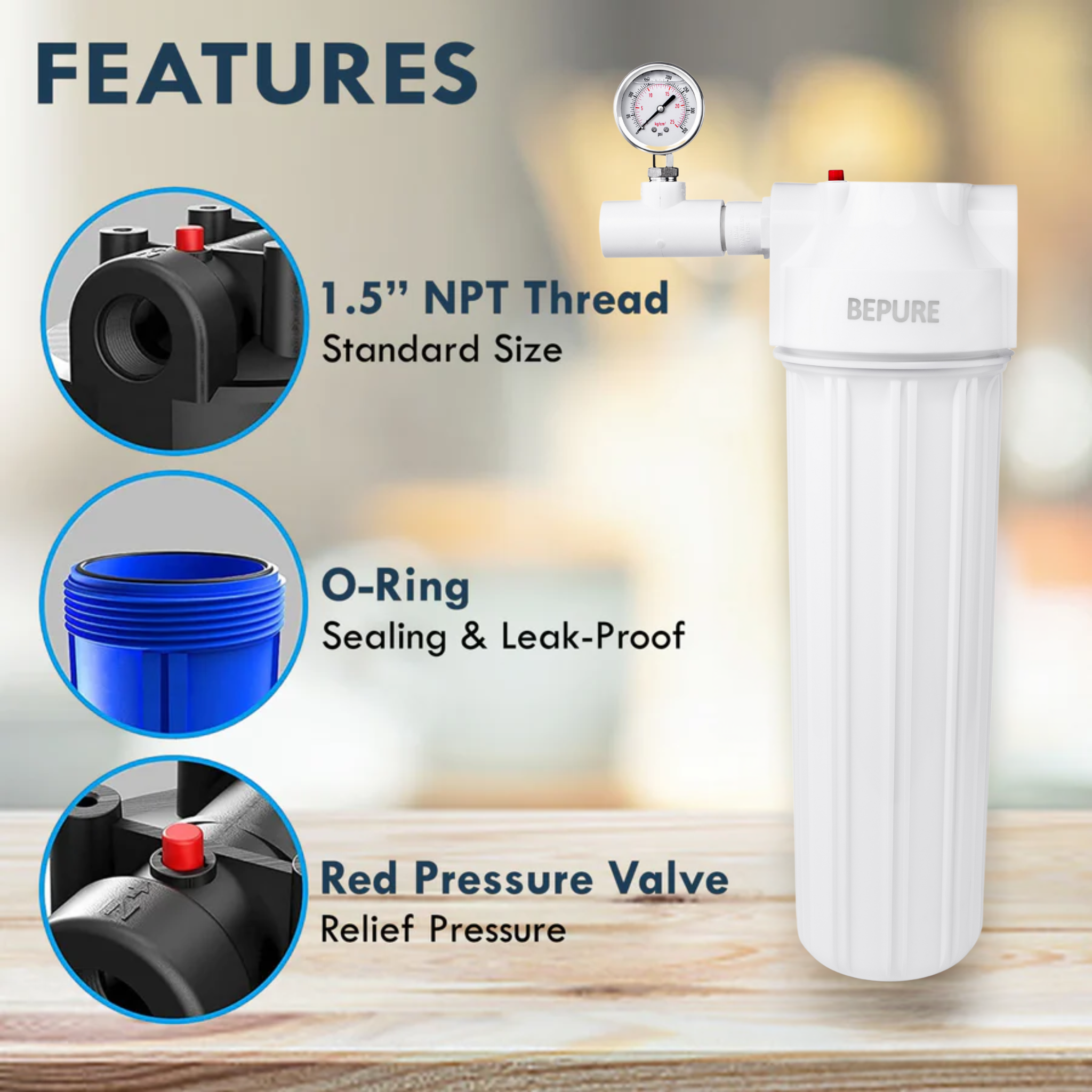 Bepure Main Line Water Filter | Whole House Water Filtration System
