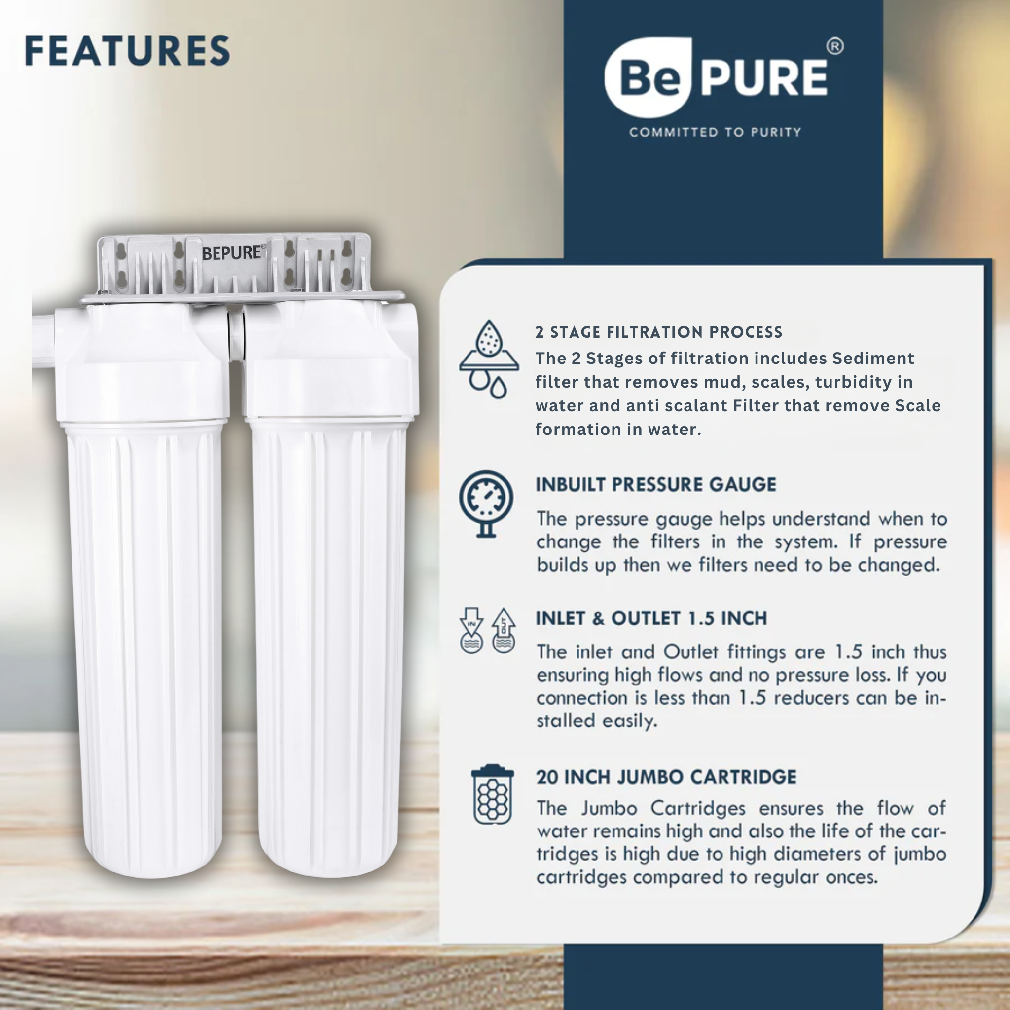 Bepure MF 2 Whole House Water Filtration with 2 Stage Filtration